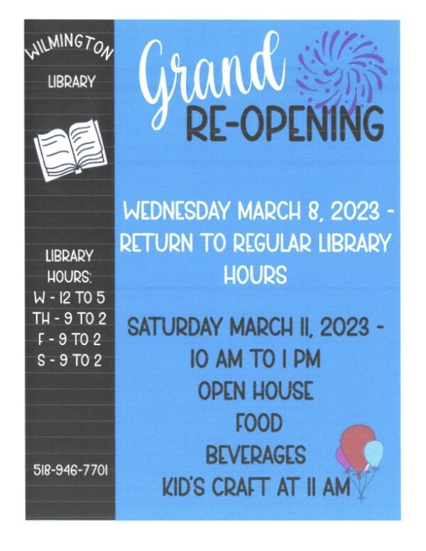 Grand Re-opening of the Wilmington Library – Town of Wilmington, New York